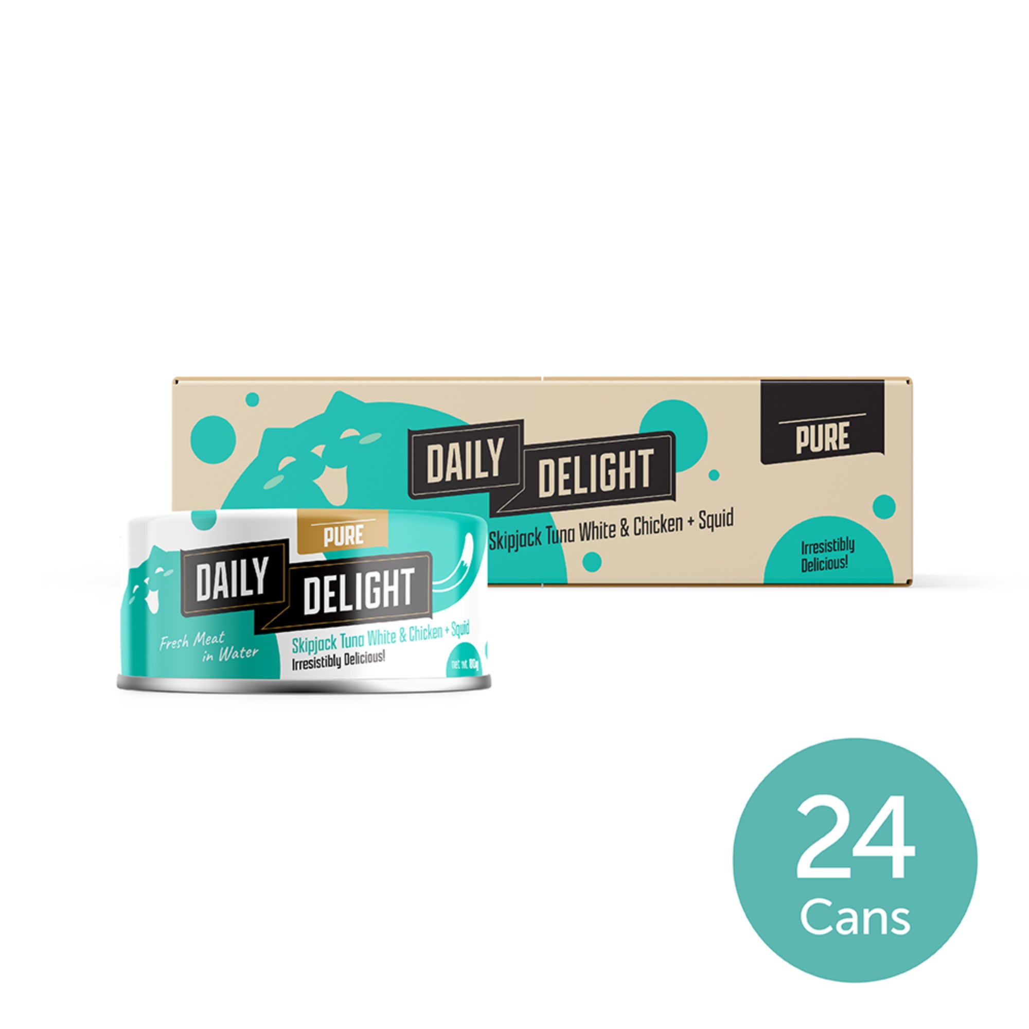 Daily Delight Pure Skipjack Tuna & Chicken Cat Wet Food 80g x 24 (Cart ...
